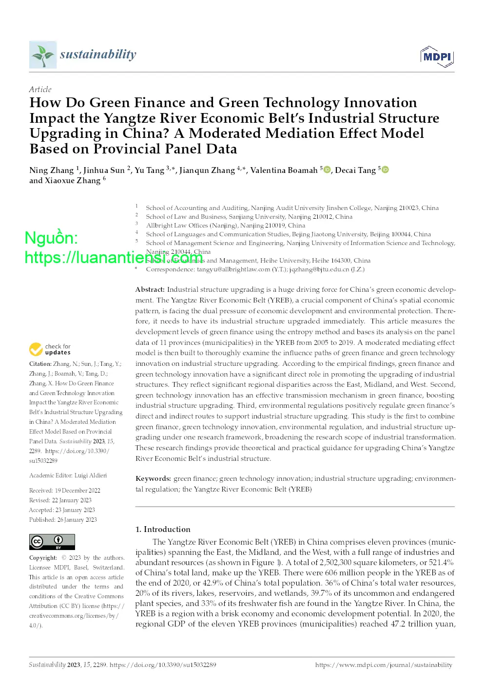 Nghiên cứu: How Do Green Finance And Green Technology Innovation Impact The Yangtze River ...