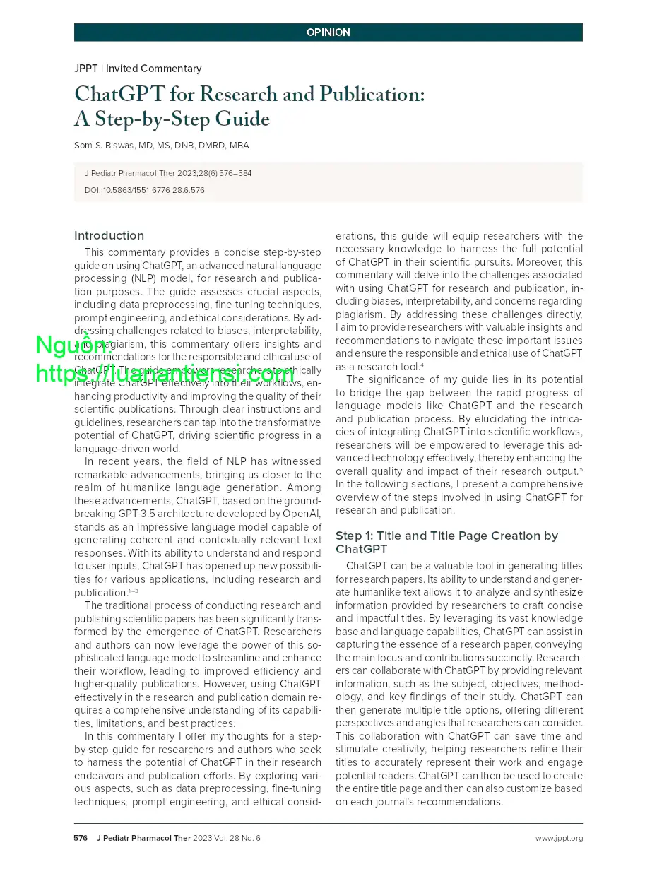Nghiên cứu: Chatgpt For Research And Publication: A Step-by-step Guide - Hỗ trợ, tư vấn, chắp ...